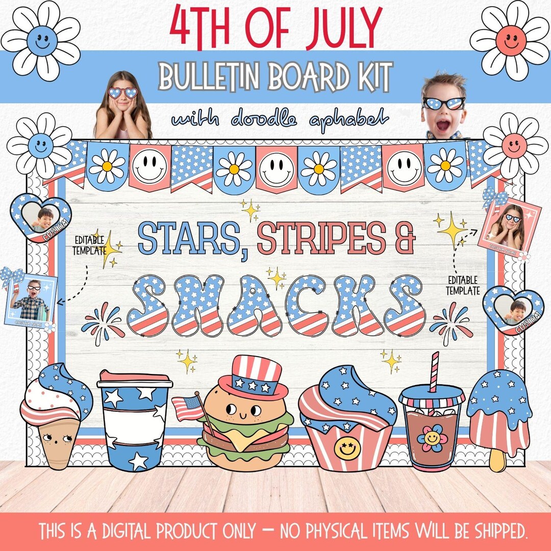 4th of July Bulletin Board Kit, Patriotic Classroom Decor, Summer Door ...