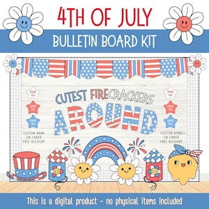 4th of July Bulletin Board Kit, Cute Patriotic Classroom Decor, Summer ...