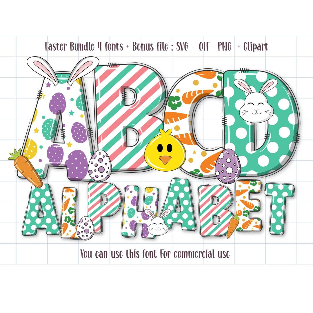 Easter Day Alphabet Letters PNG Bundle ,easter Bunny Alphabet, Alpha ...
