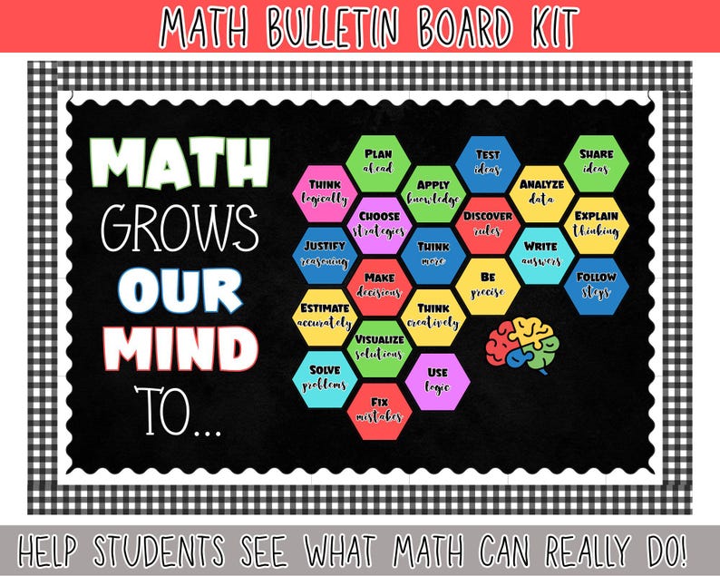 Math Bulletin Board Kit | Growth Mindset Classroom Decor | Motivational ...