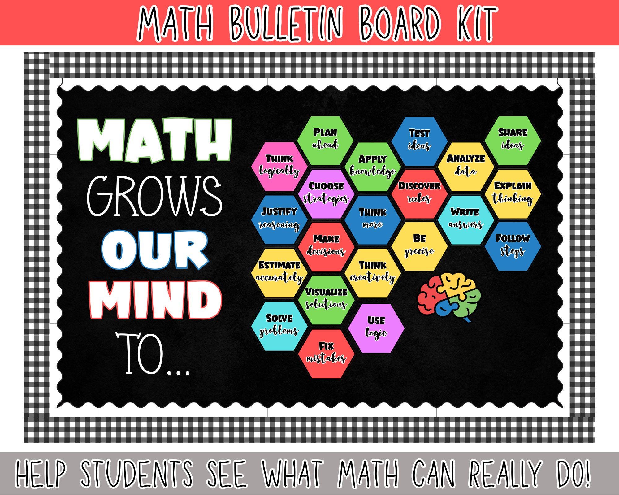 Math Bulletin Board Kit | Growth Mindset Classroom Decor | Motivational ...