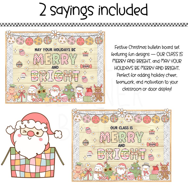 Christmas Bulletin Board Kit | Cutesy Merry and Bright Classroom Decor ...