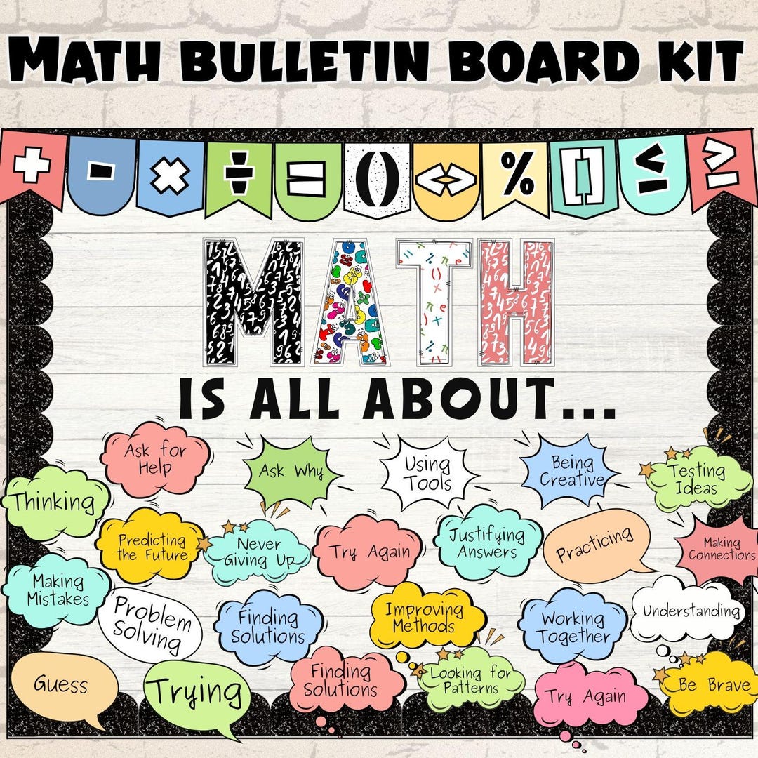 Math Bulletin Board Kit for Door or Wall, Back to School Display ...