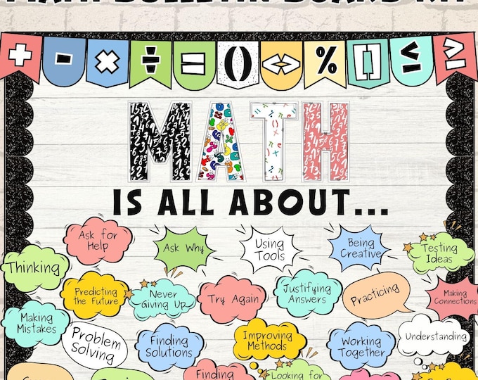 Math Bulletin Board Kit for Door or Wall, Back to School Display ...