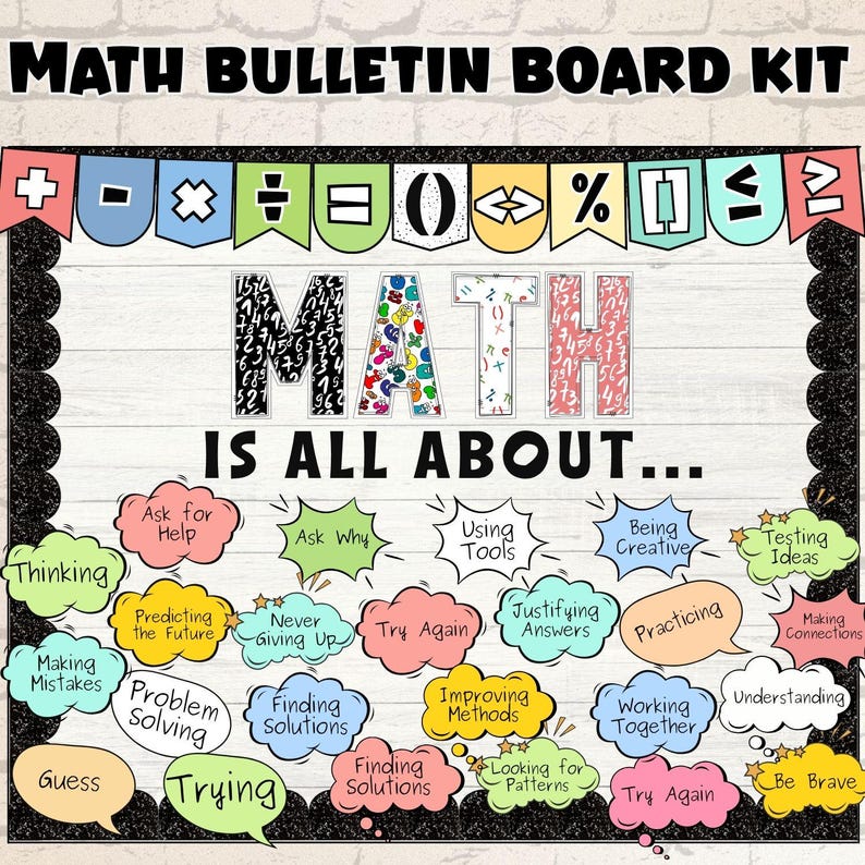 Math Bulletin Board Kit , Back to School Display, Growth Mindset Decor ...