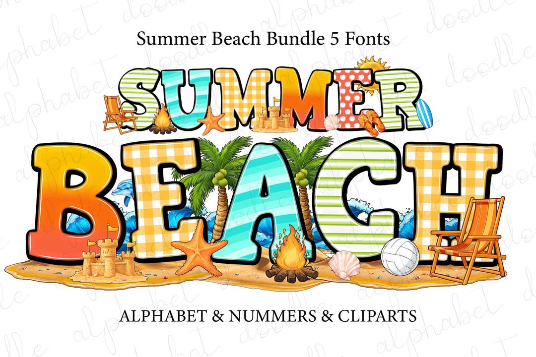 Summer Doodle Font: Beach Life PNG Letters (digital Download) - Etsy