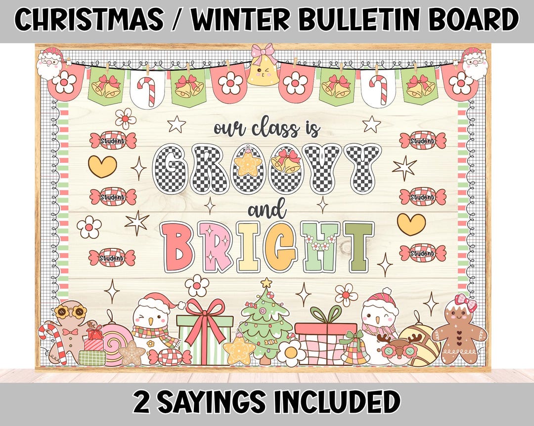 Christmas Bulletin Board Kit | Cutesy Holiday Classroom Decor ...