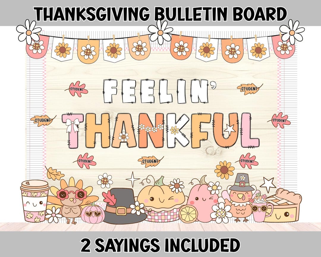 Thanksgiving Bulletin Board Thankful Turkey Classroom Decor Editable ...
