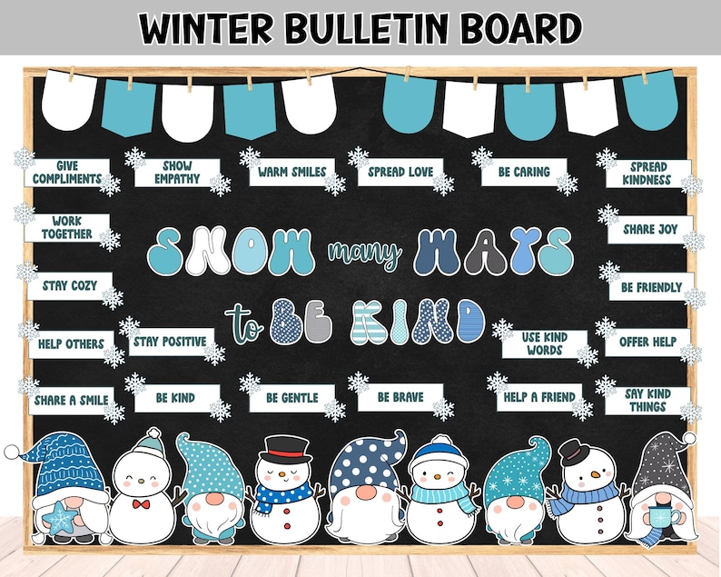 Winter Kindness Bulletin Board Kit | Mental Health Snowflake Display ...