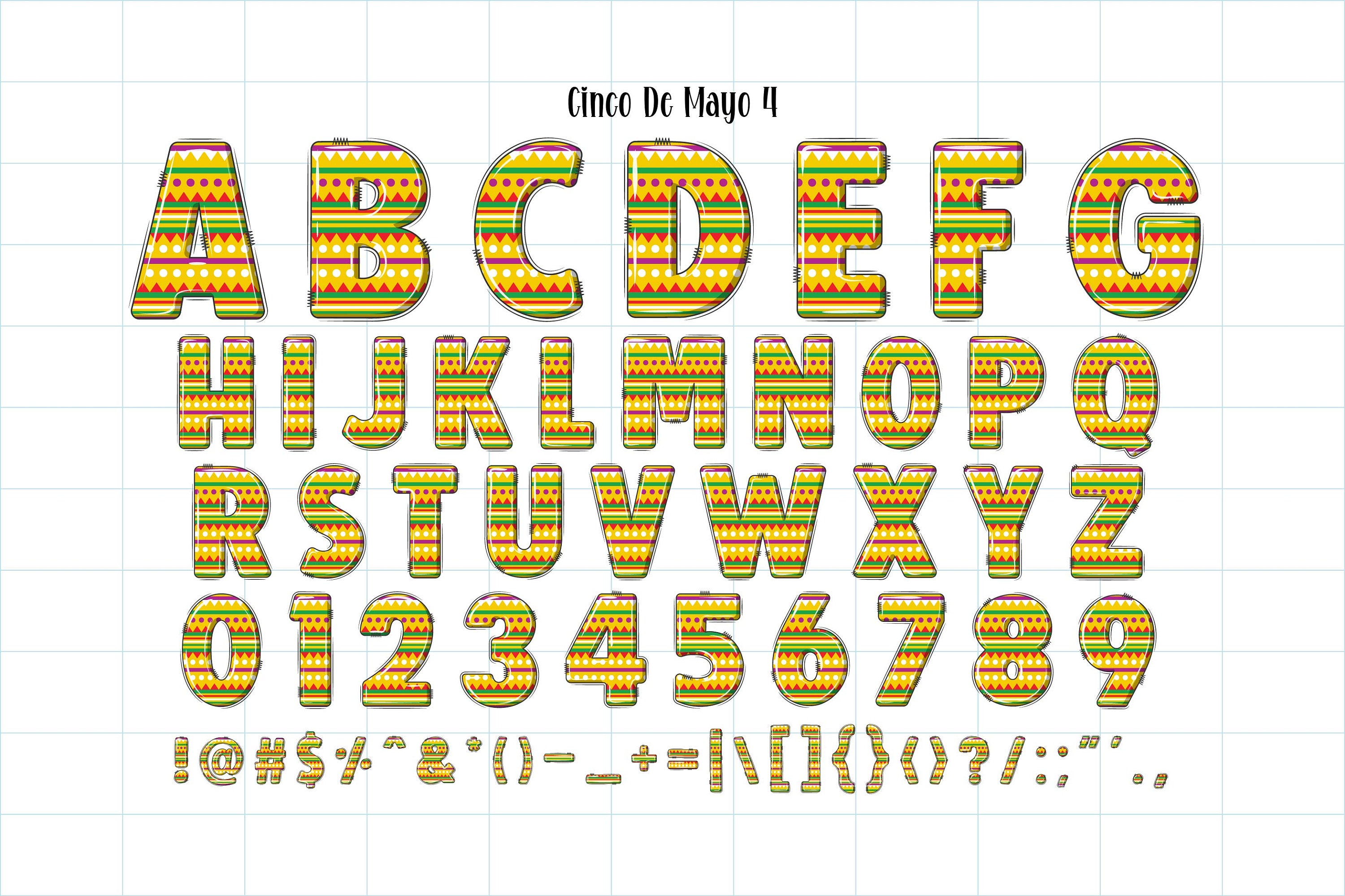 Cinco De Mayo PNG Alphabet, Fiesta Doodle Alphabet Bundle, Fiesta PNG ...