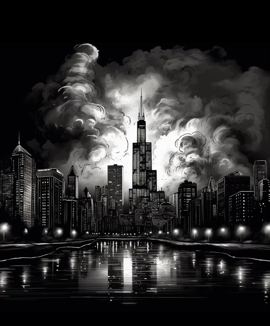 Chicago Skyline Poster | Chicago Native | Poster Print | Chicago Wall ...