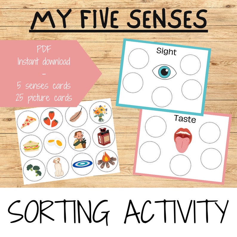 Five Senses Sorting Mat, Digital Printable, Preschool, Kindergarten ...