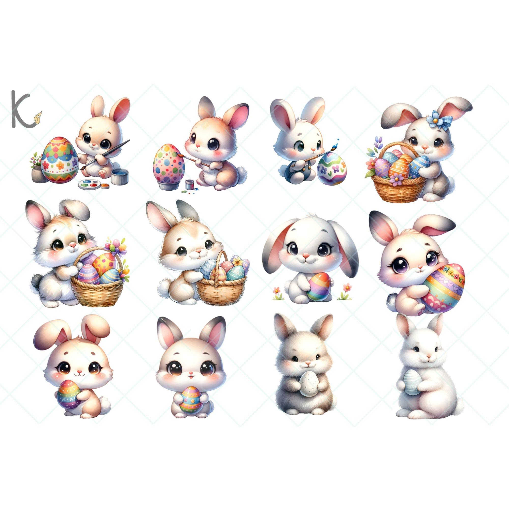 Watercolor Easter Clipart , Easter Clipart, Easter Bunny, Easter Egg ...