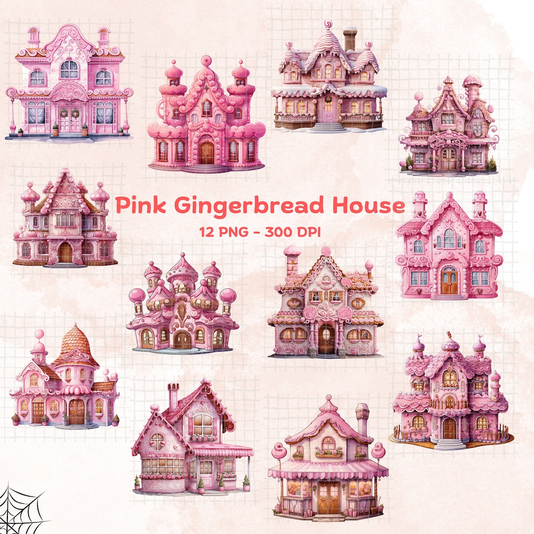 Pink Gingerbread House Clipart, Pink Christmas Gingerbread House PNG ...