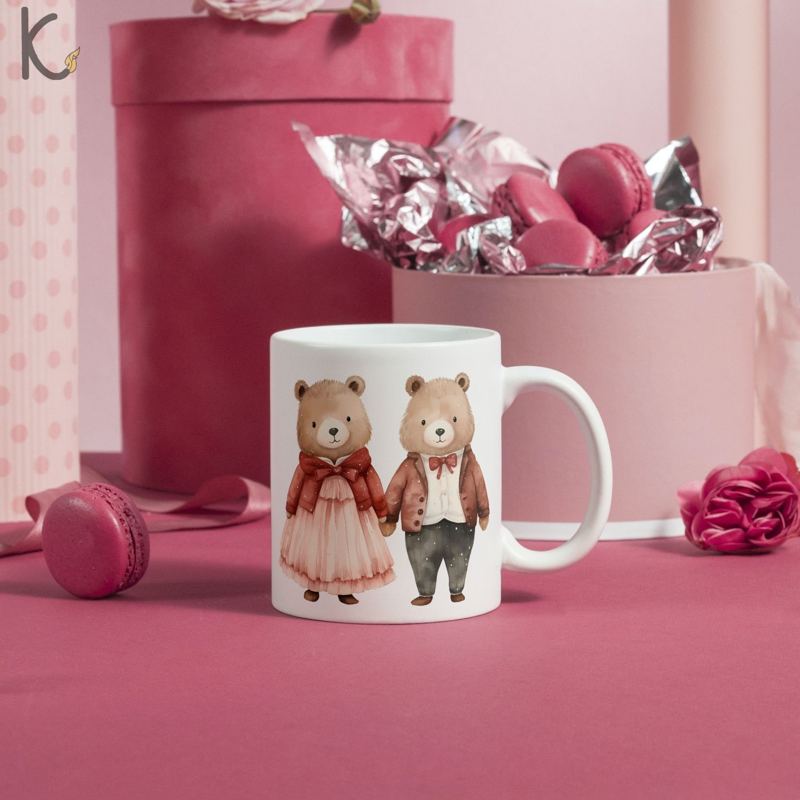 Watercolor Bear Couples Clipart, Romantic Bear Clipart, Romantic Couple ...