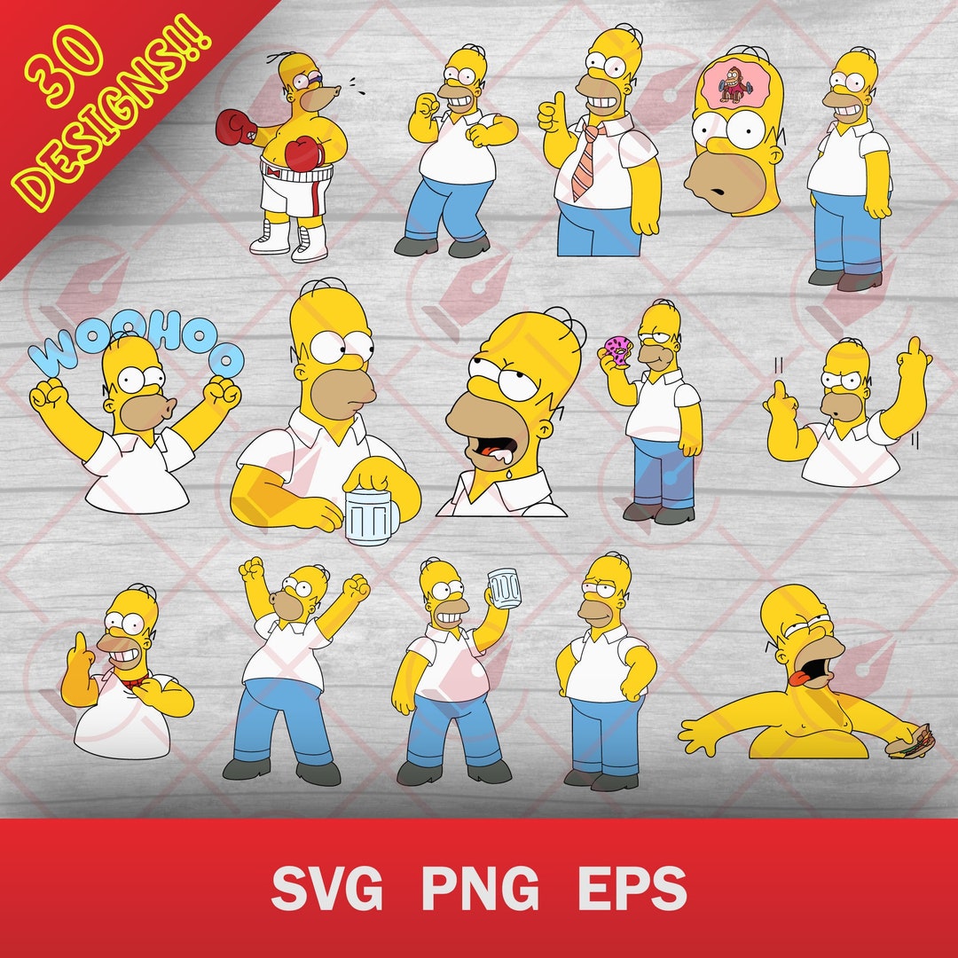 HOMER SIMPSON Svg Bundle | Digital File Set | Svg, Eps, Png | for ...