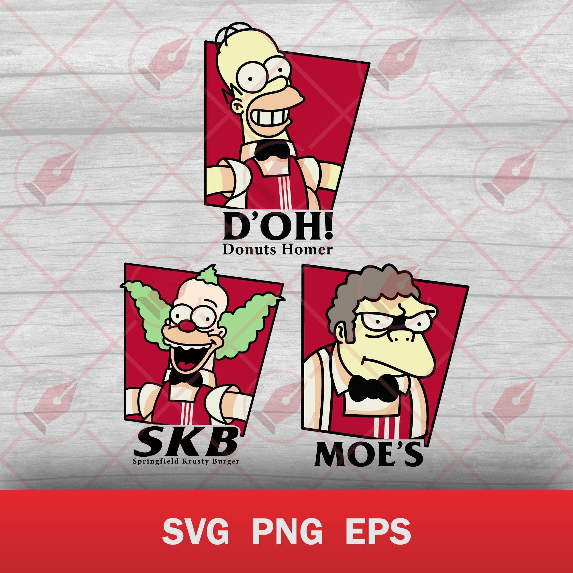 KFC the Simpsons Pack Digital File Set Svg, Eps, Png for Cricut ...
