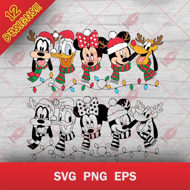 Disney Christmas Characters Pack | Digital File Set | Svg, Eps, Png ...
