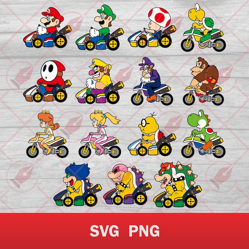 Mario Kart Pack | Digital File Set | Svg, Png | for Cricut, Silhouette ...