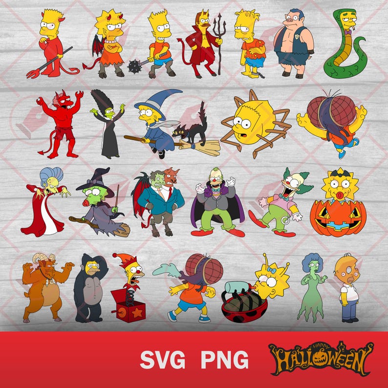 The Simpsons Halloween 50 Designs | Digital File Set | Svg, Eps, Png ...