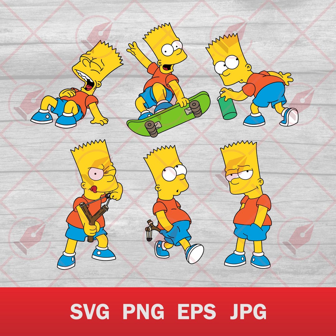 BART SIMPSON Pack | Digital File Set | Svg, Eps, Png, Jpg | for Cricut ...