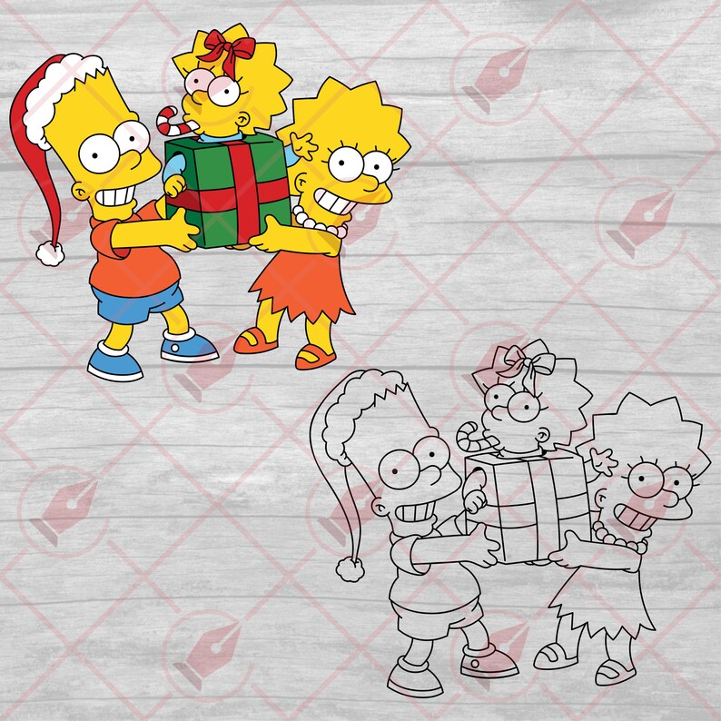 The Simpsons Brothers Christmas Digital File Set Svg, Png, Eps, Jpg for ...