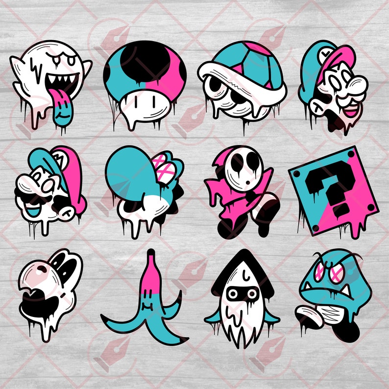 Mario Bros Characters Vector Art: SVG, PNG, EPS Files (digital Download ...