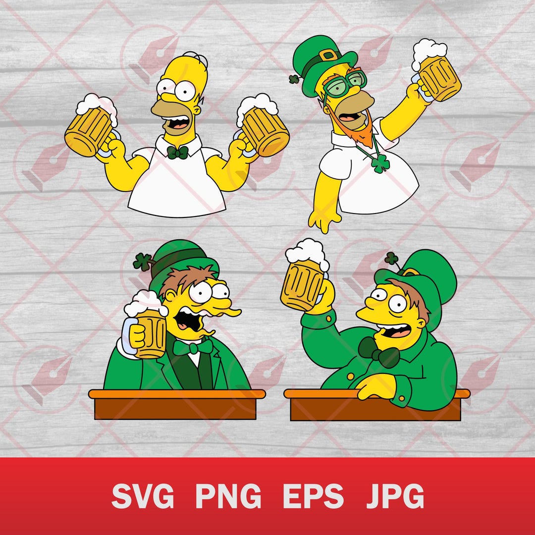 The Simpsons on St. Patrick's Day Digital File Set Eps, Svg, Png, Jpg ...