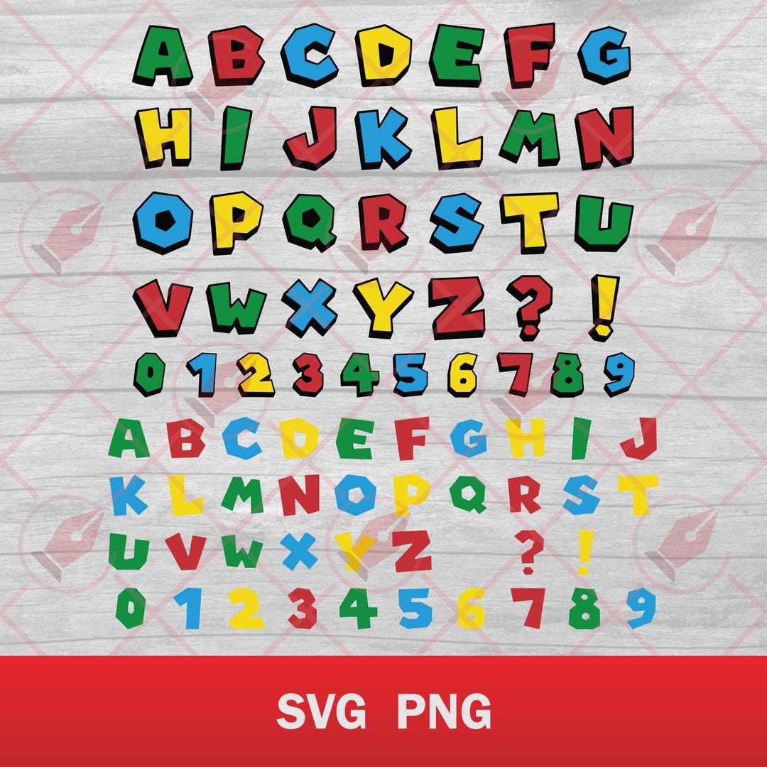Super Mario Alphabet SVG Bundle | Digital File Set | Svg, Png | for ...