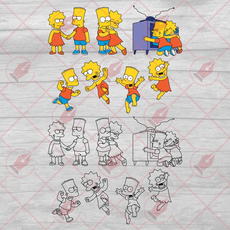 Bart and Lisa SVG: Vector Art Graphics (digital File Set) - Etsy Australia