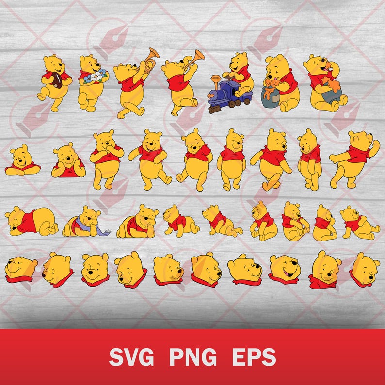 Winnie the Pooh Expressions Bundle: Expression Pack SVG PNG EPS ...