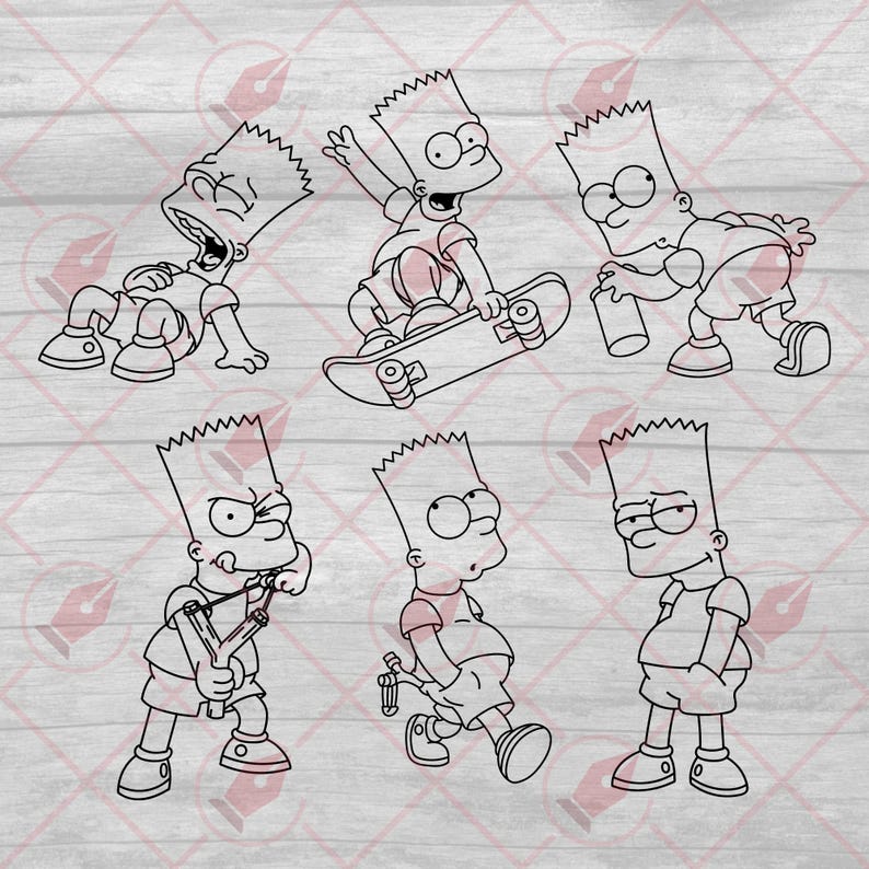 BART SIMPSON Pack | Digital File Set | Svg, Eps, Png, Jpg | for Cricut, Silhouette and More ...
