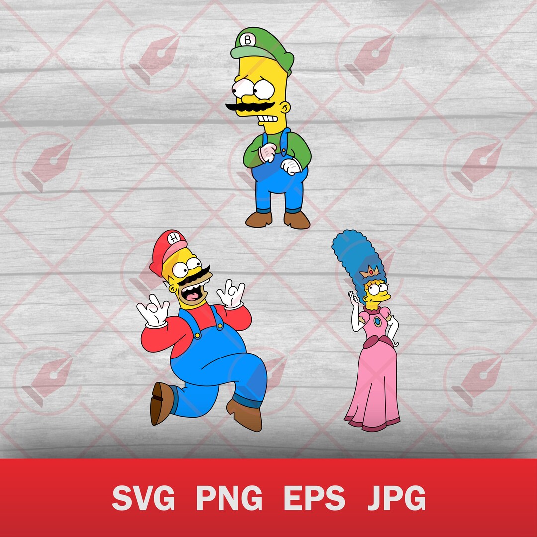 Mario Bros and the Simpsons | Digital File Set | Svg, Png, Eps, Jpg ...