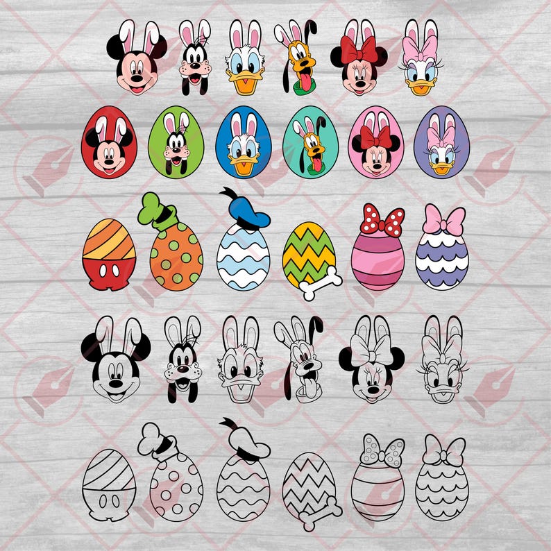 Disney Easter Characters Bundle | Bunny Faces & Easter Eggs SVG PNG EPS ...