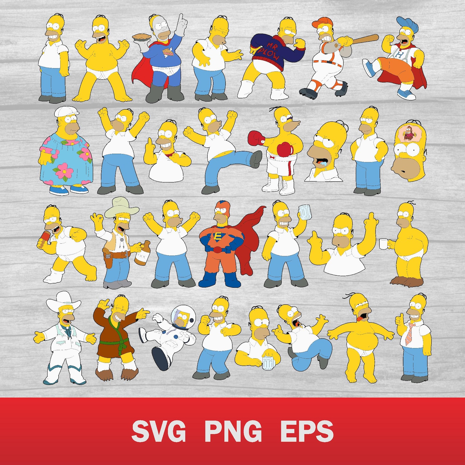 HOMER SIMPSON Svg Bundle | Digital File Set | Svg, Eps, Png | for ...