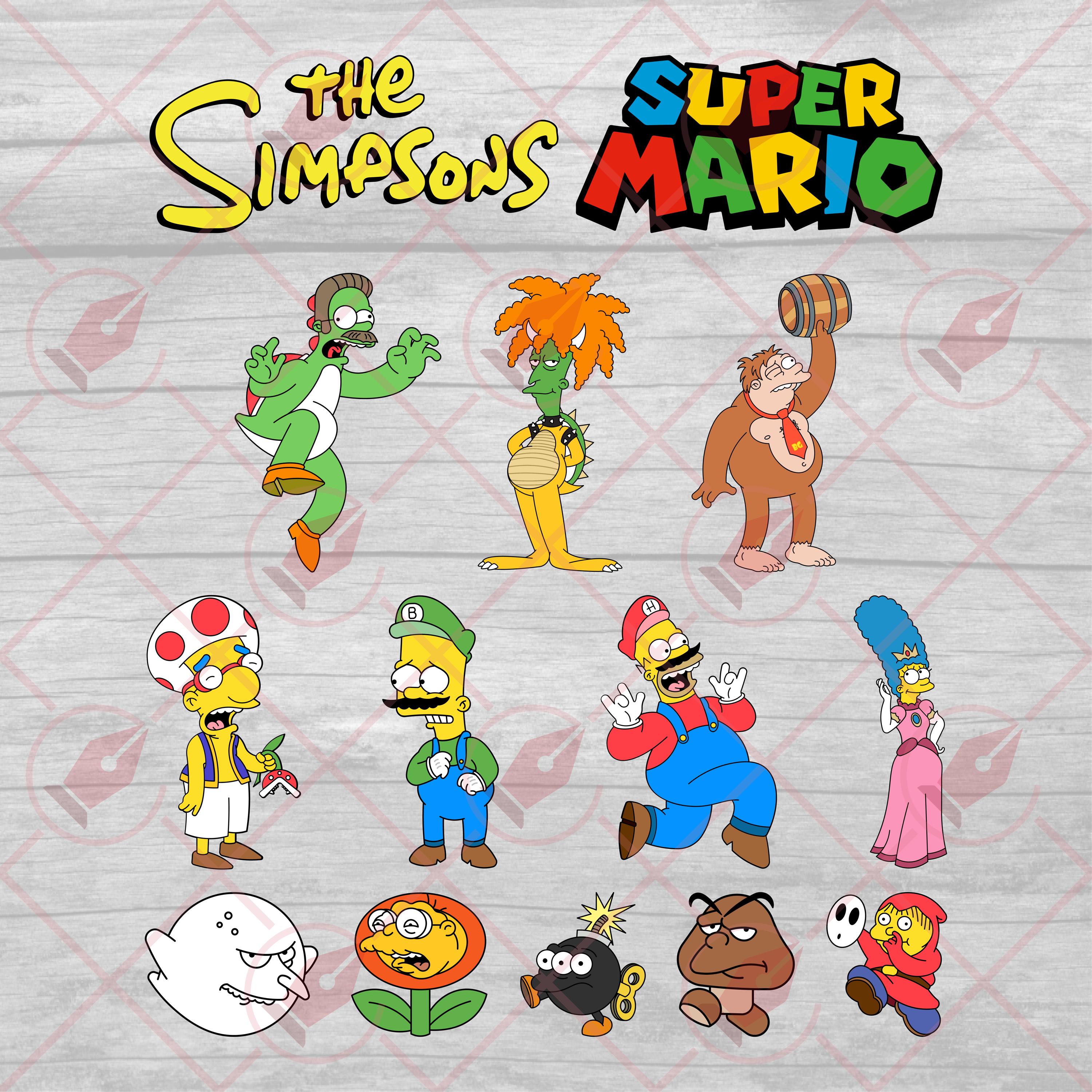 Simpsons Mario Bros Vector Art: SVG, PNG, EPS Files (digital Download ...