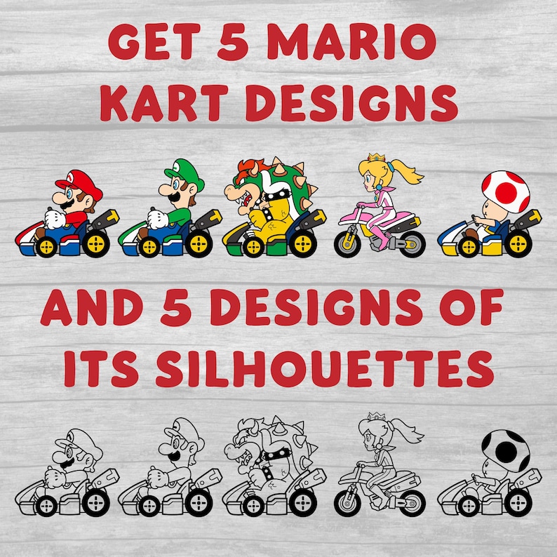Mario Kart SVG Bundle: Vector Art Graphics (digital File Set) - Etsy