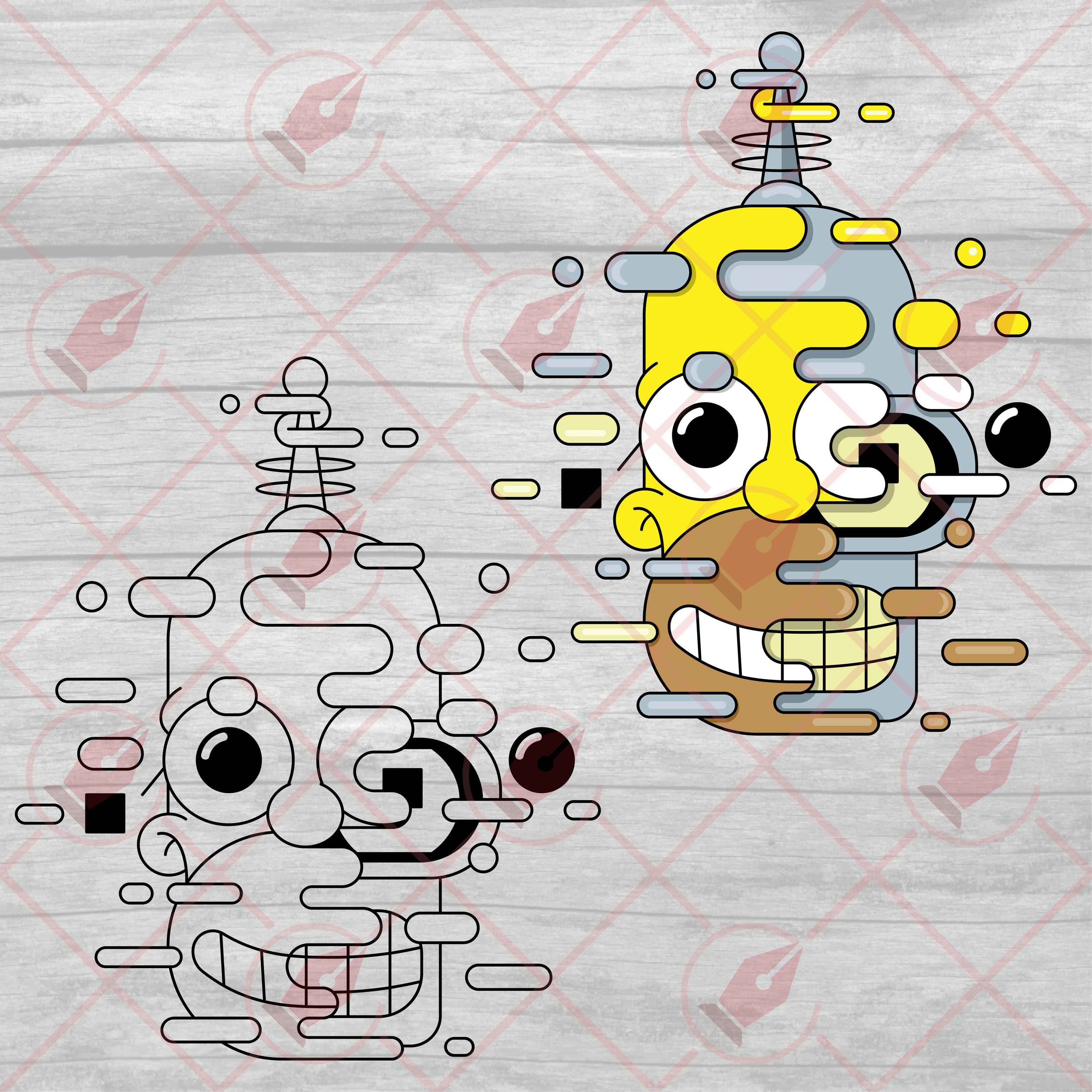 Homer and Bender Svg, Png, Eps, Jpg - Etsy