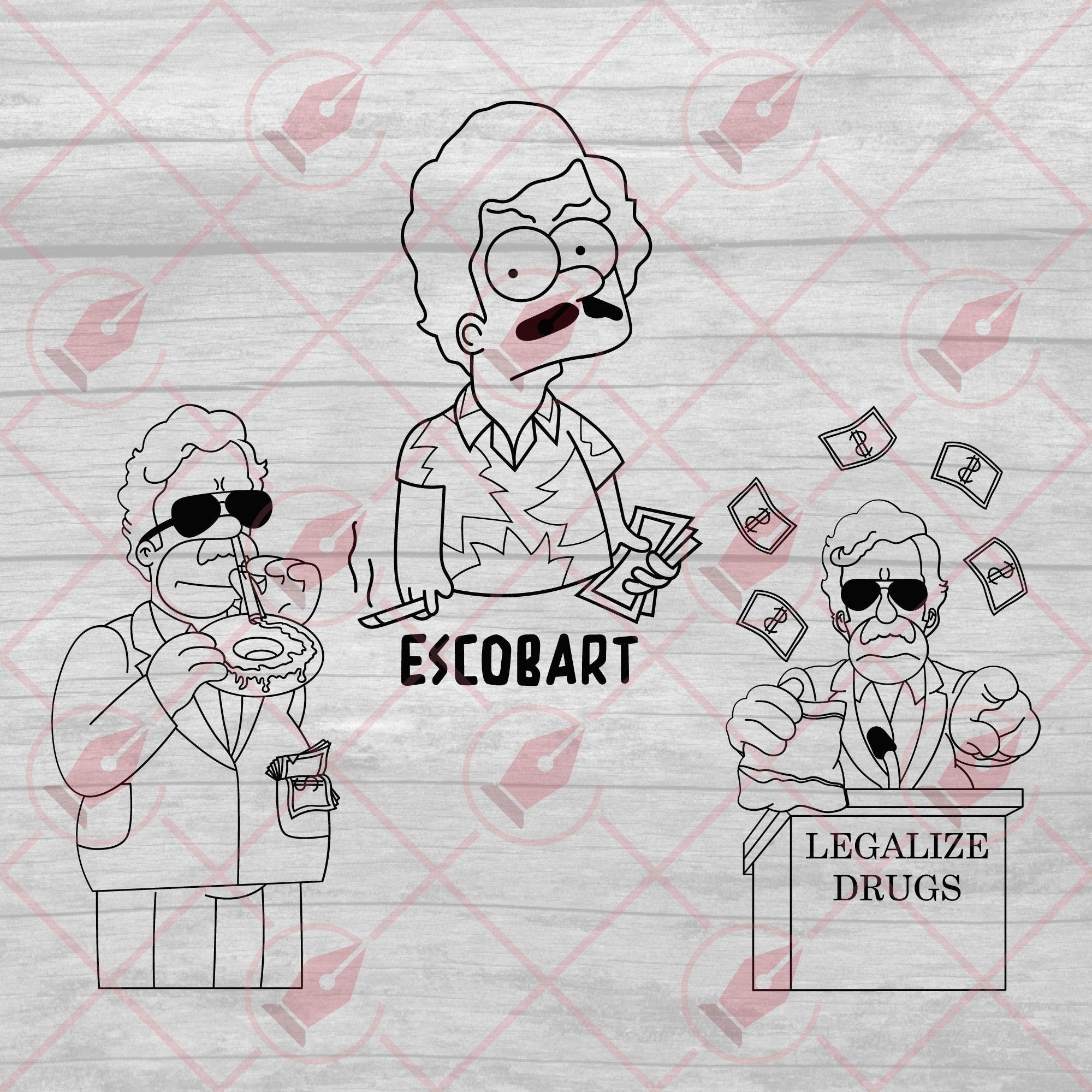 Simpsons Escobar Vector Art: SVG, EPS, PNG Digital Files - Etsy