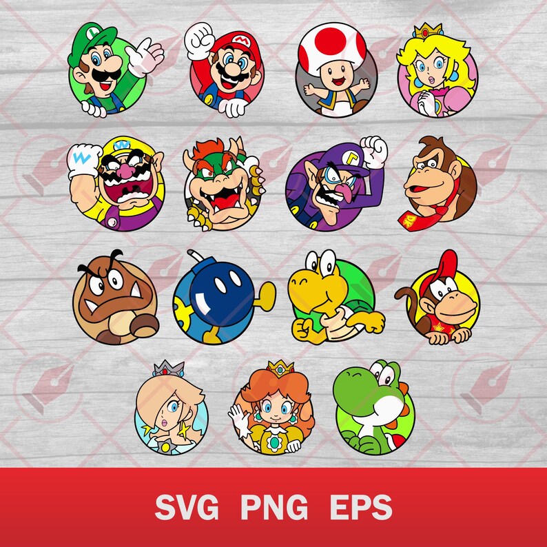 Super Mario Pack | Digital File Set | Svg, Eps, Png | for Cricut ...