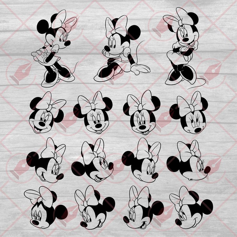 Minnie Mouse Faces: Expression Pack SVG PNG EPS (digital Download) - Etsy