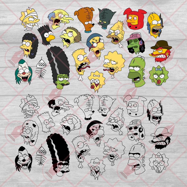 The Simpsons Horror Faces Pack | Halloween Scary Expressions | Digital ...