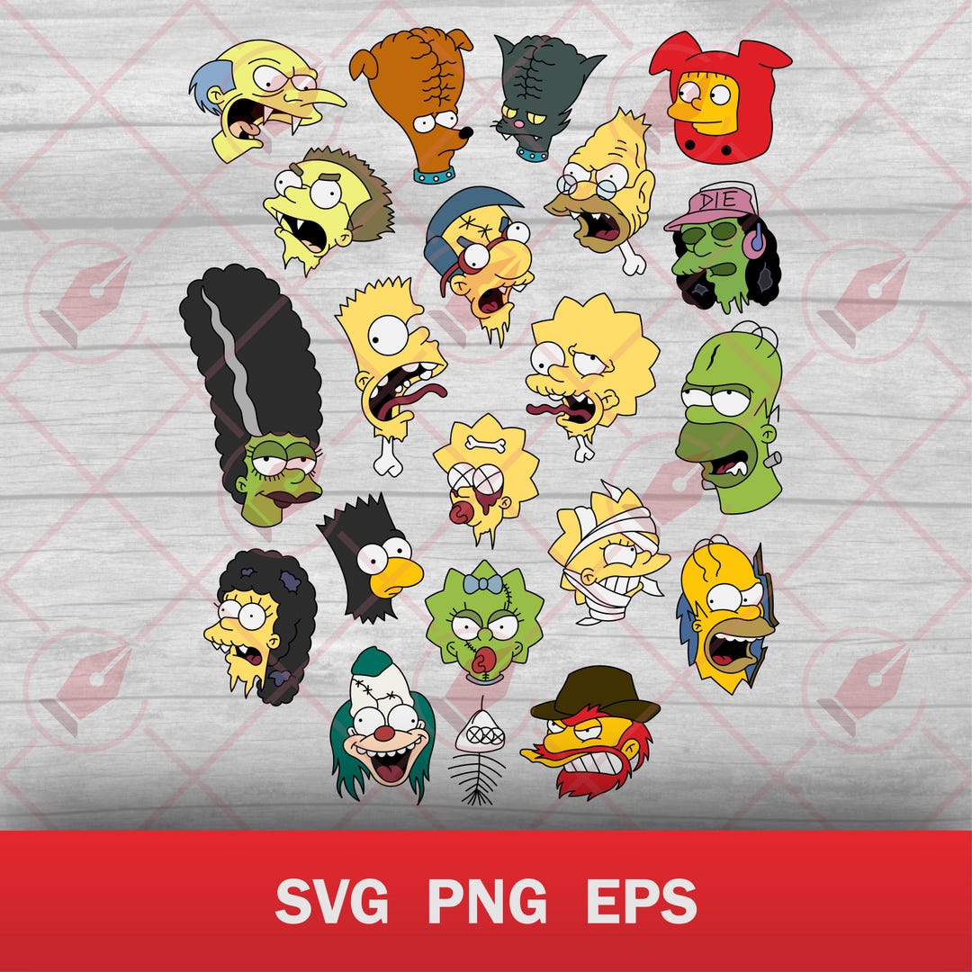 The Simpsons Horror Faces Pack | Halloween Scary Expressions | Digital ...