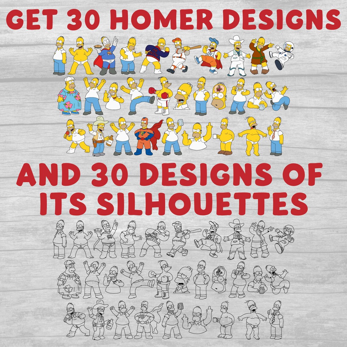 Homer Simpson SVG Bundle: Vector Art Graphics (digital File Set) - Etsy
