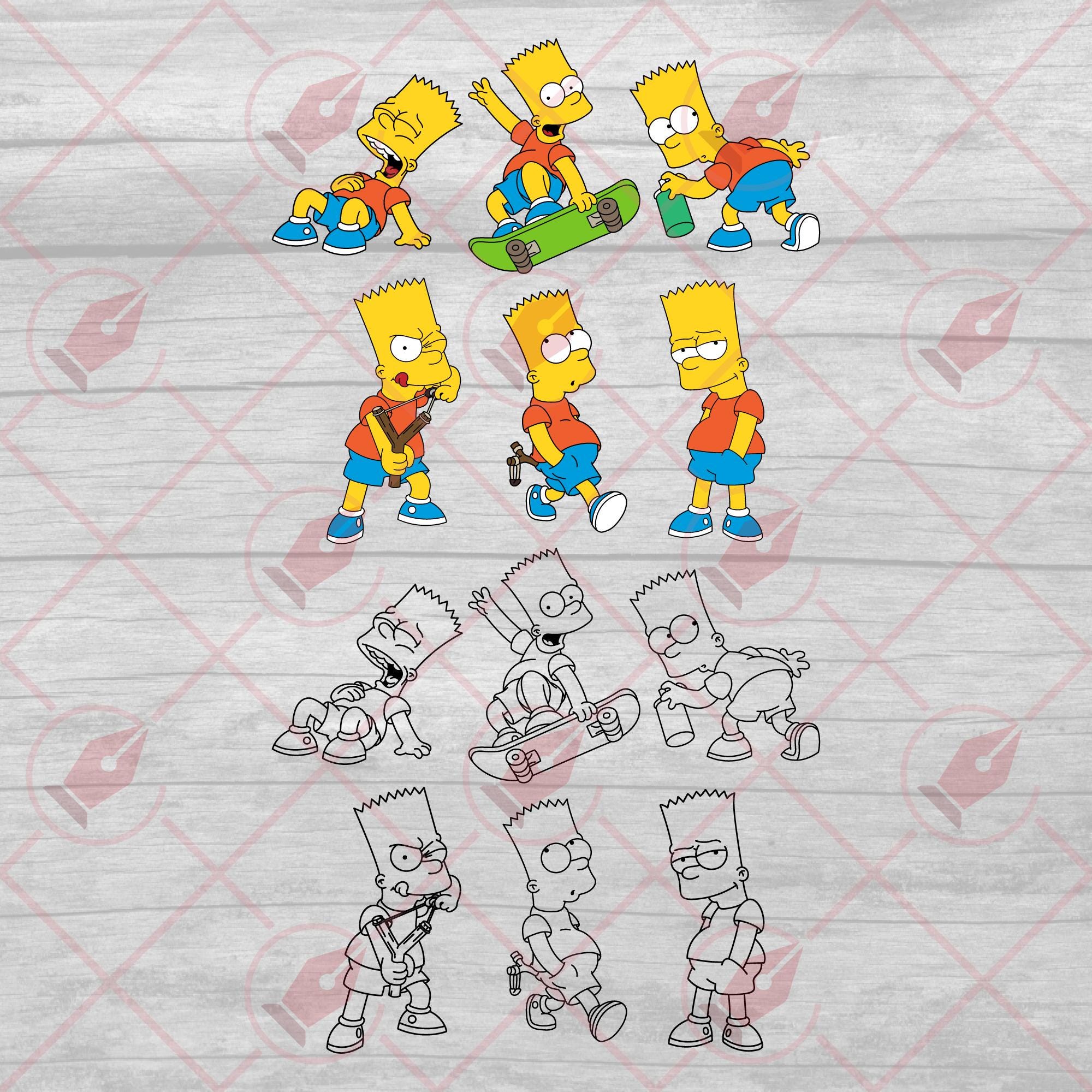 BART SIMPSON Pack | Digital File Set | Svg, Eps, Png, Jpg | for Cricut ...
