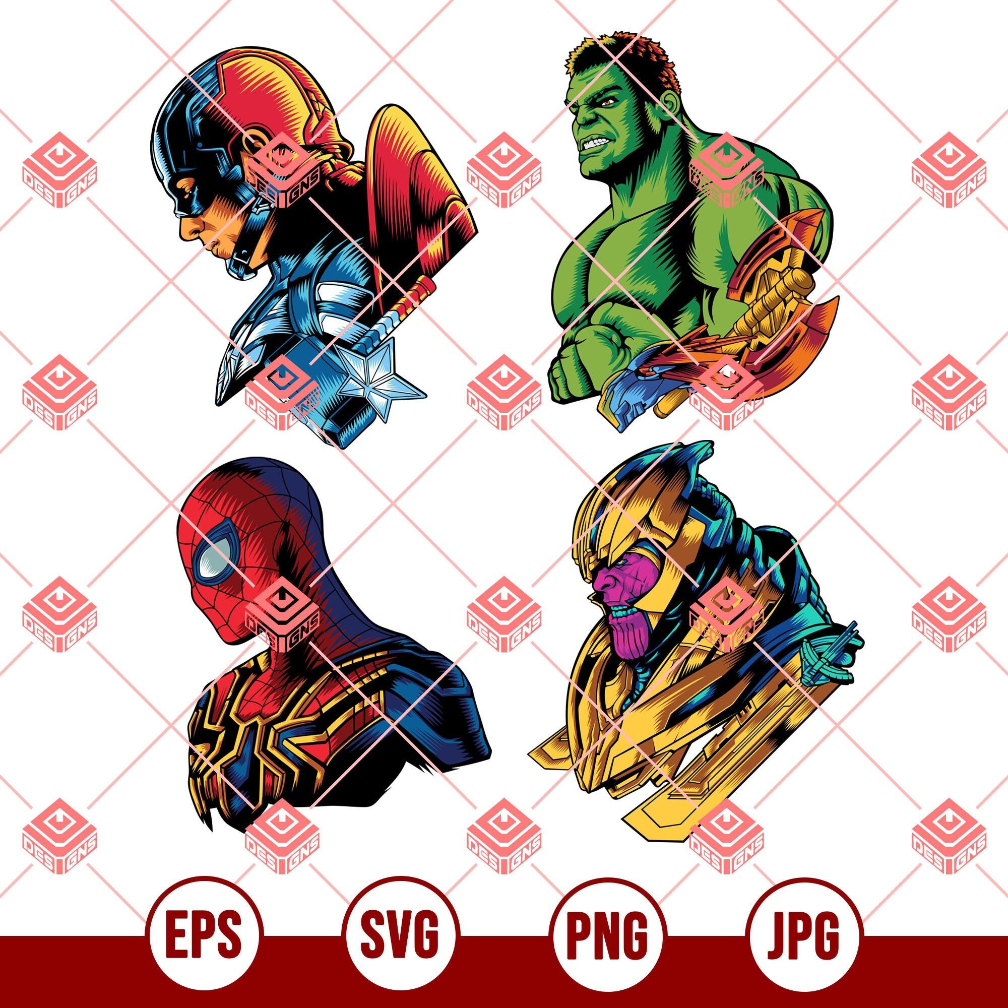 The Avengers Pack 4 Png, Jpg, Eps, Svg, Digital File - Etsy