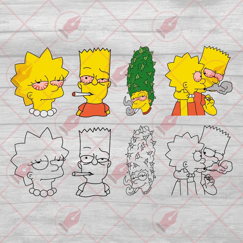 Drugged Simpsons Vector Art: SVG, EPS, PNG Digital Files - Etsy
