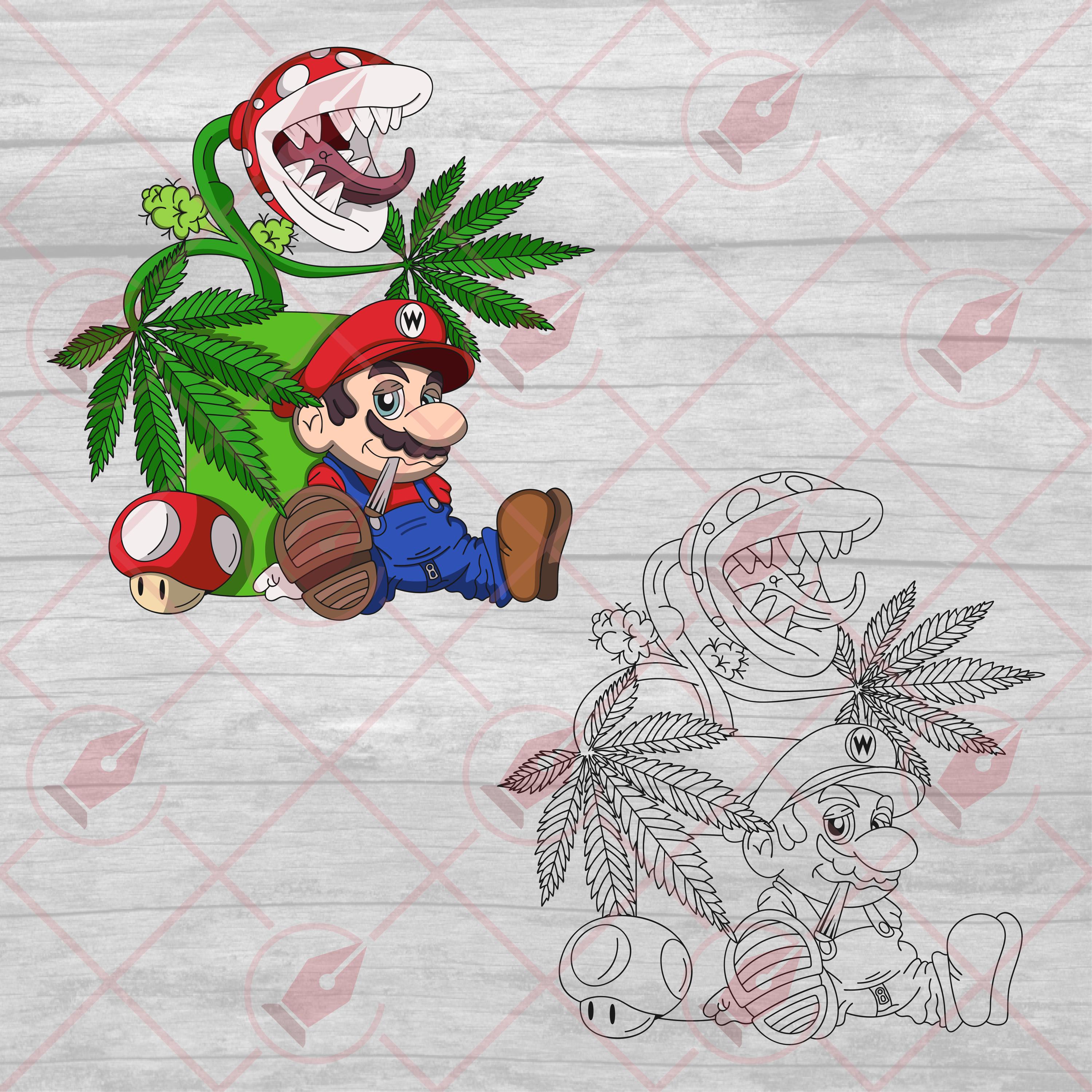 Mario Smoking Weed Drawing