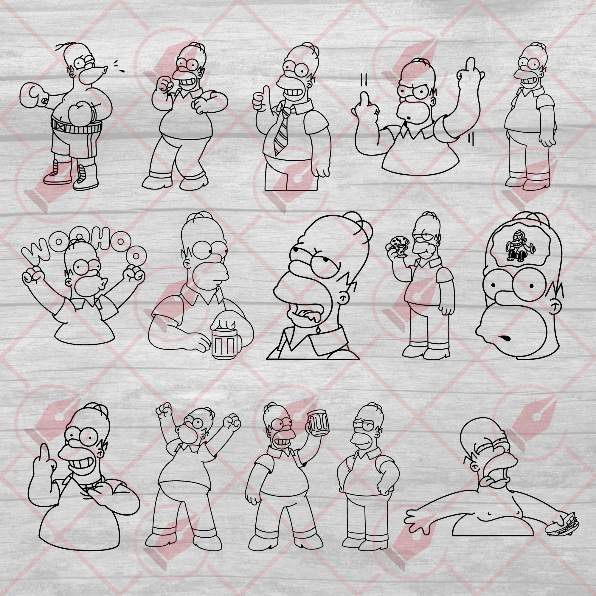 HOMER SIMPSON Svg Bundle | Digital File Set | Svg, Eps, Png | for ...