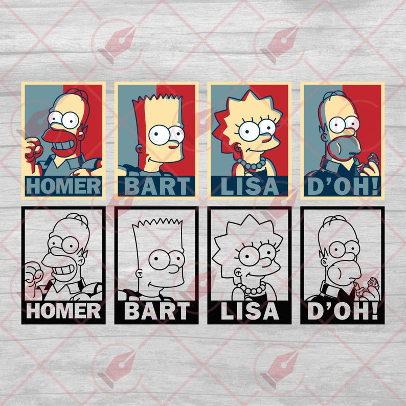 THE SIMPSONS POSTERS Digital File Set Svg, Eps, Png for Cricut ...